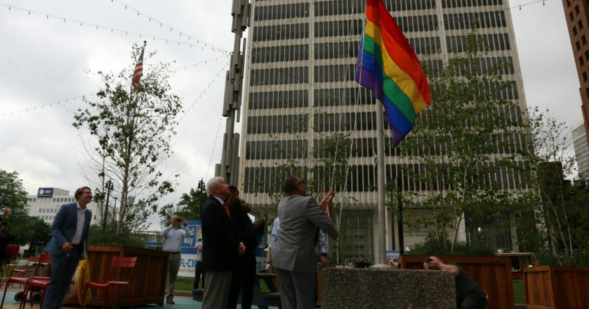 Detroit Honors Pride Month With LGBTQ Flag Raising in Spirit Plaza